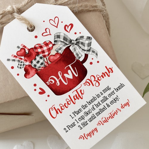 Editable Hot Chocolate Bomb Tag Valentine's Day Hot Cocoa - Etsy