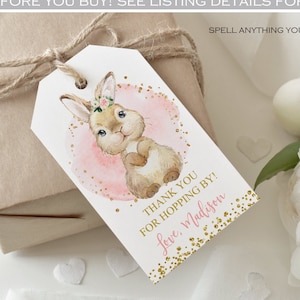 Bunny Thank You Tag, Some Bunny is One Party Favor Tags, Girl Bunny ...
