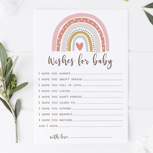 Rainbow Wishes for Baby Cards Baby Shower Games Printable - Etsy