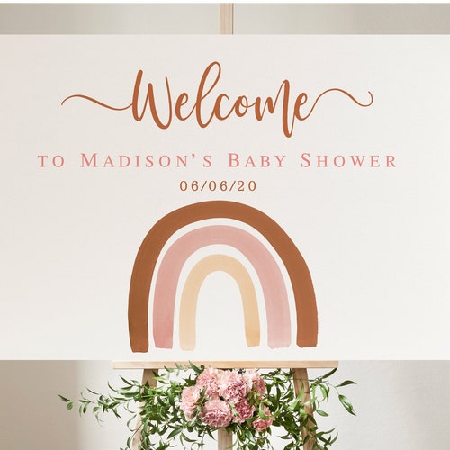 EDITABLE Boho Rainbow Baby Shower Welcome Sign Printable | Etsy