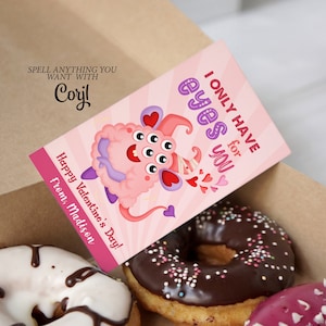 EDITABLE Monster Valentine's Day Gift Tag Printable, I Only Have Eyes ...