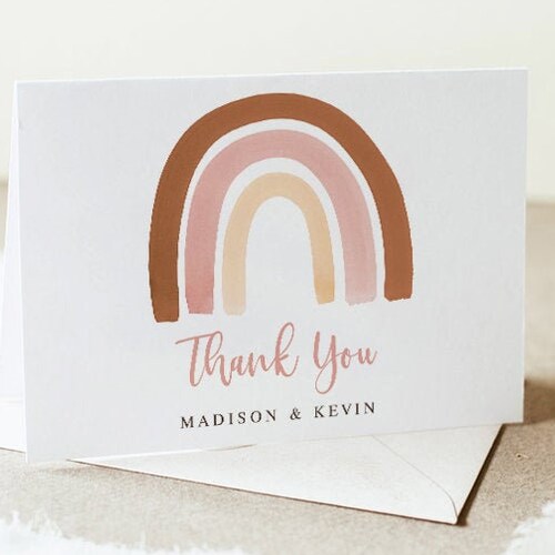 EDITABLE Boho Rainbow Thank You Tag Printable Baby Shower - Etsy