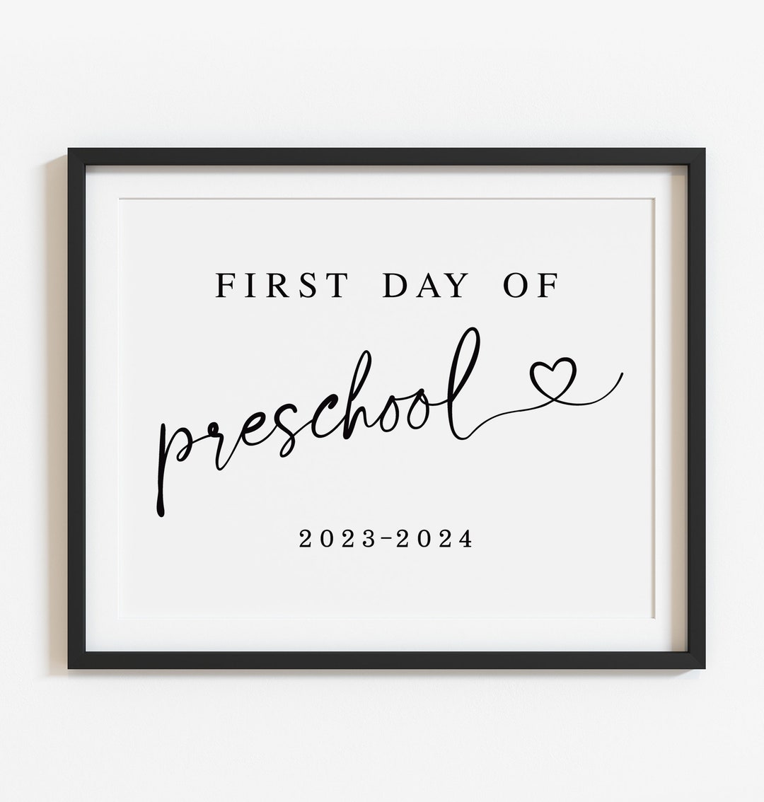 Minimalist First Day of Preschool Sign Printable Modern Back - Etsy