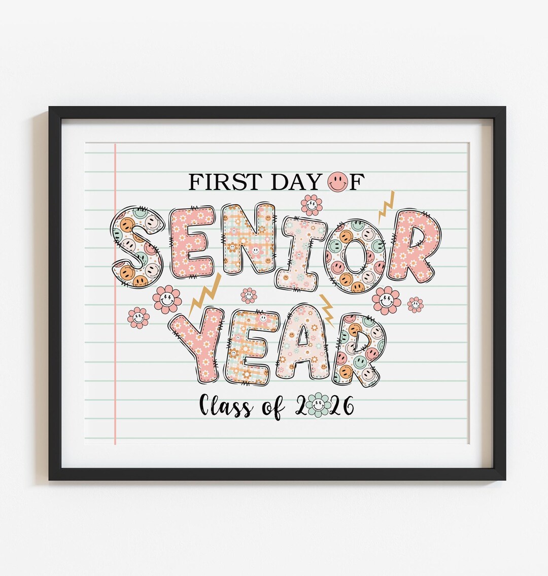 First Day of Senior Year Sign Printable, Retro Back to School Class of ...