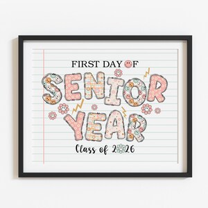 First Day of Senior Year Sign Printable, Retro Back to School Class of ...