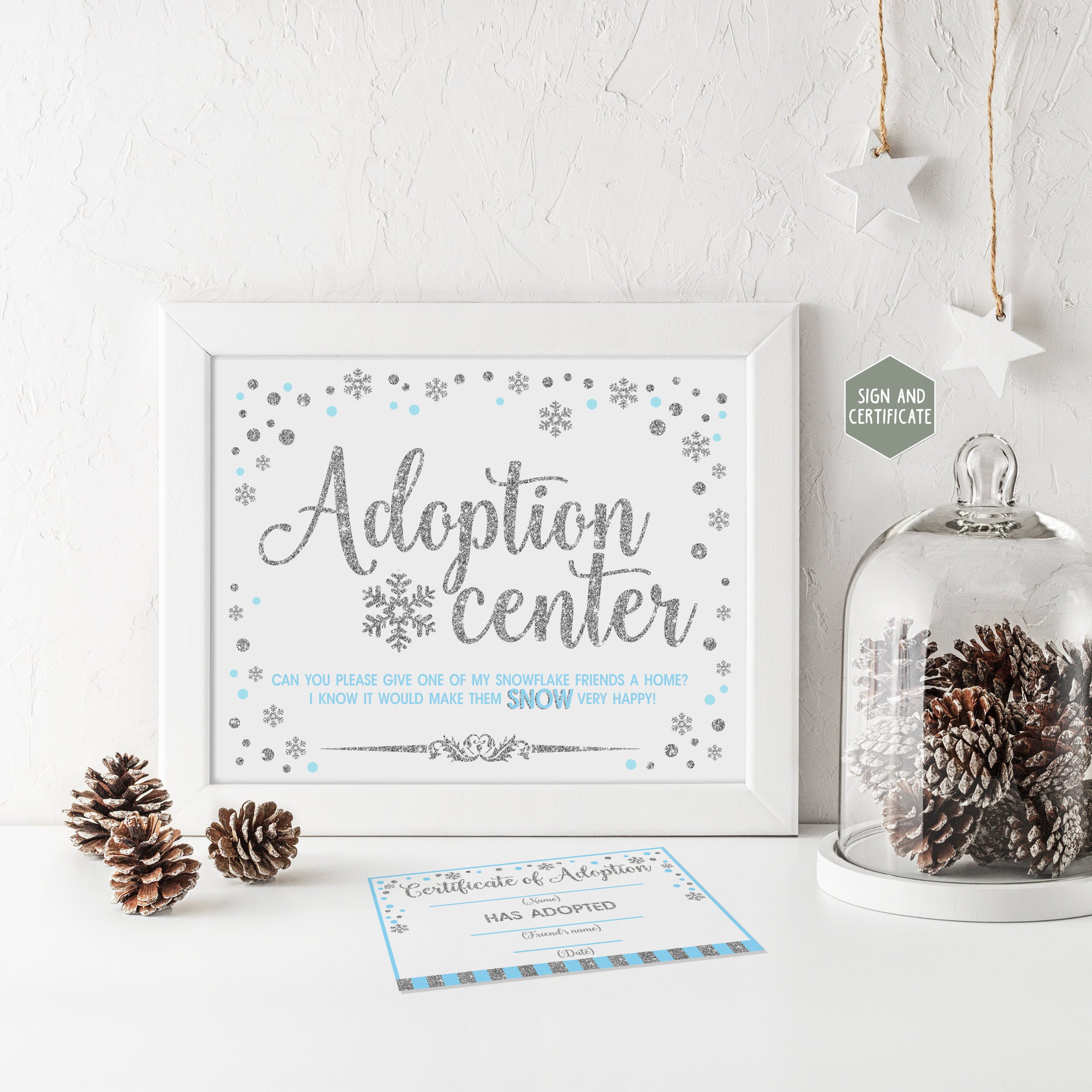 Adoption Center Sign and Certificate Printable Winter - Etsy