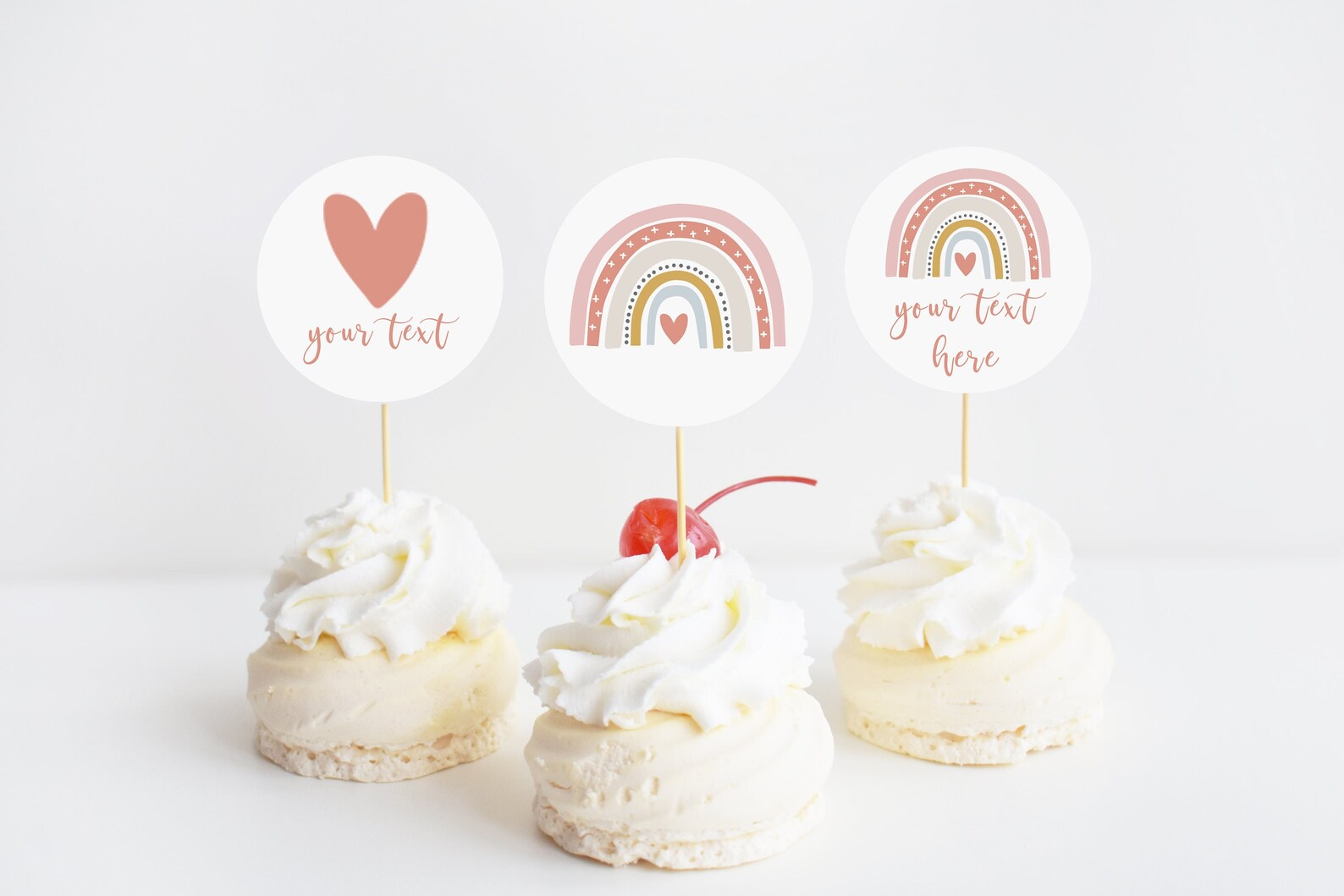 EDITABLE Boho Rainbow Cupcake Toppers Printable Girl Baby - Etsy