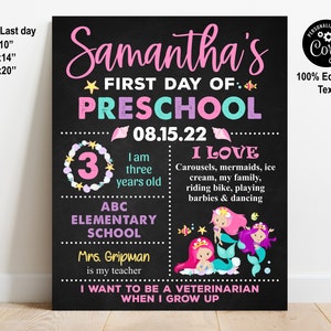 EDITABLE Mermaid First or Last Day of School Chalkboard Sign Printable ...