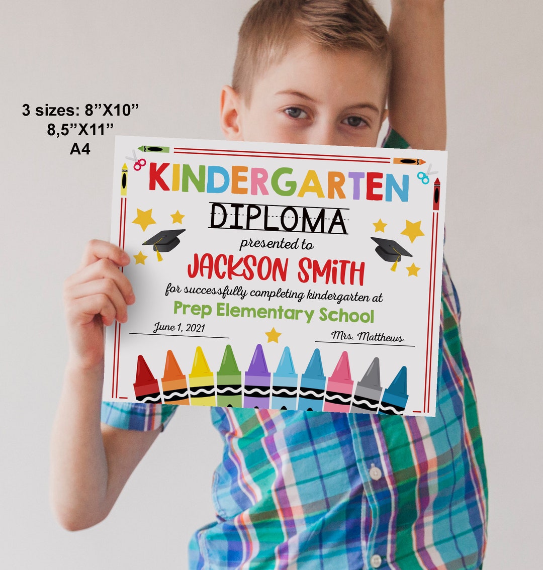 ANY GRADE Editable Diploma, Kindergarten Sign, Preschool Certificate ...
