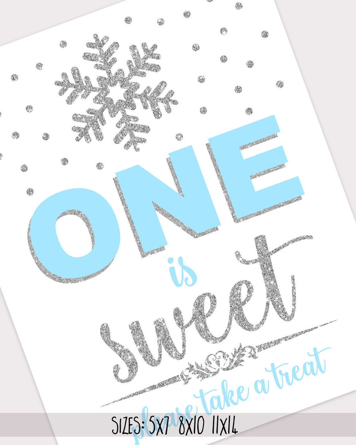 One is Sweet Please Take a Treat Sign Printable Winter | Etsy