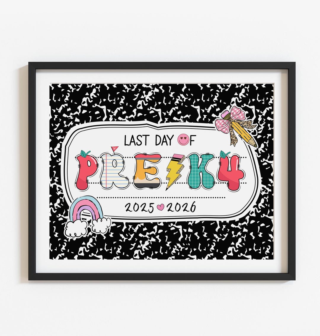 Last Day of Pre-k4 Sign Printable, Girls End of School Photo Prop 2025 ...