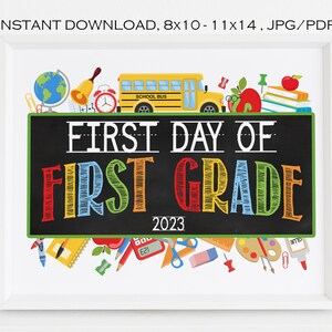 First Day of 1st Grade Sign, 1st Day of 1st Grade, Back to School ...