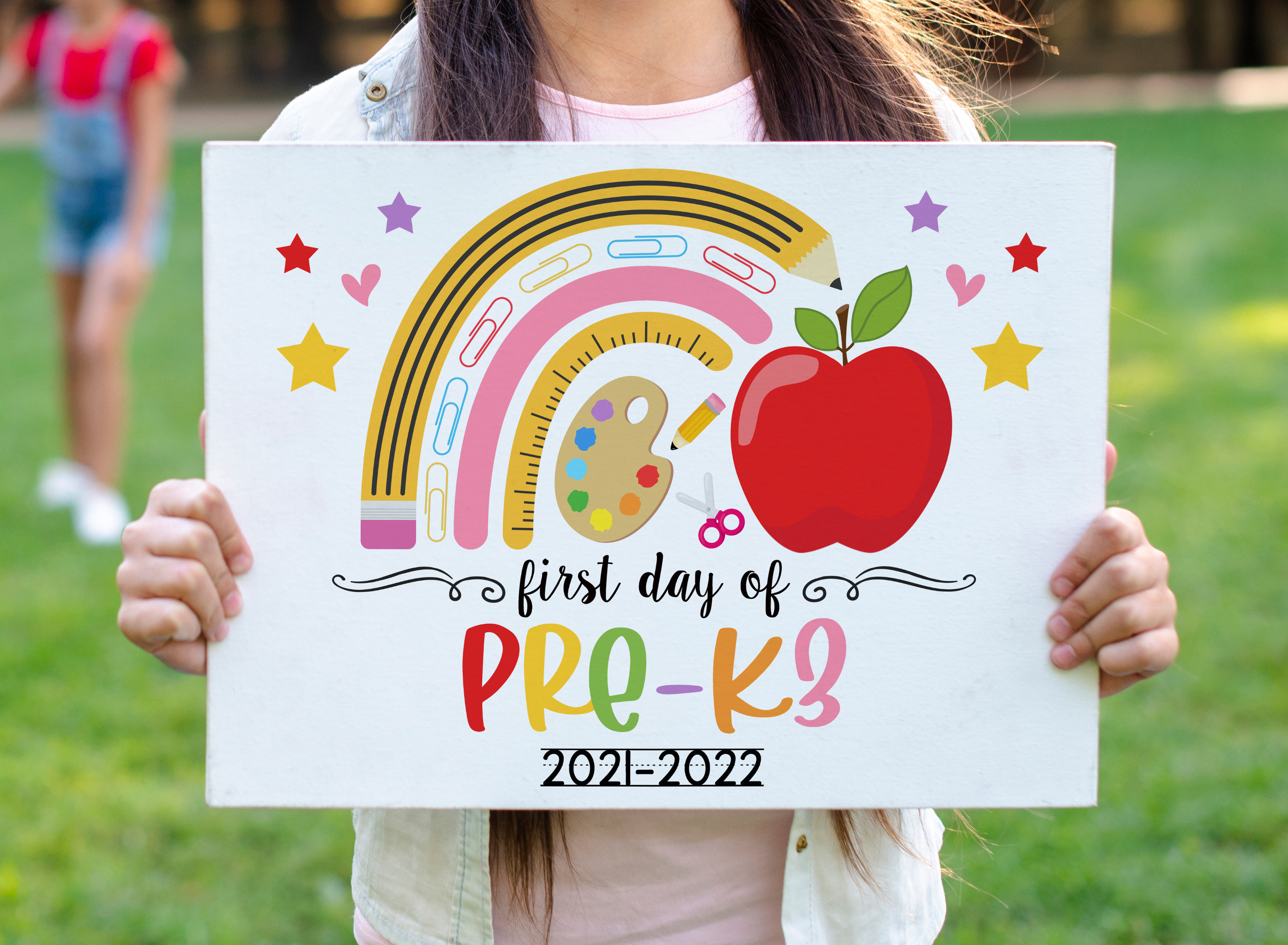 Rainbow First Day of Pre-K3 Sign Printable Girl Back to | Etsy