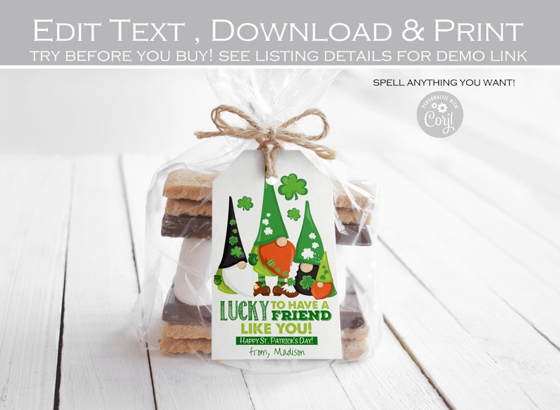 EDITABLE Rainbow Seeds St. Patrick's Day Tag Printable - Etsy