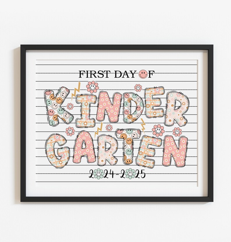 First Day of Kindergarten Sign Printable, Girl Back to School Photo ...