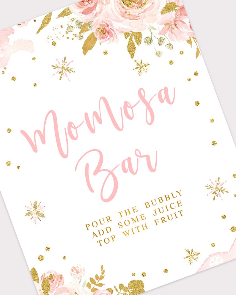 Momosa Sign Printable, Baby Shower Mom-osa Bar Sign, Blush Pink and ...