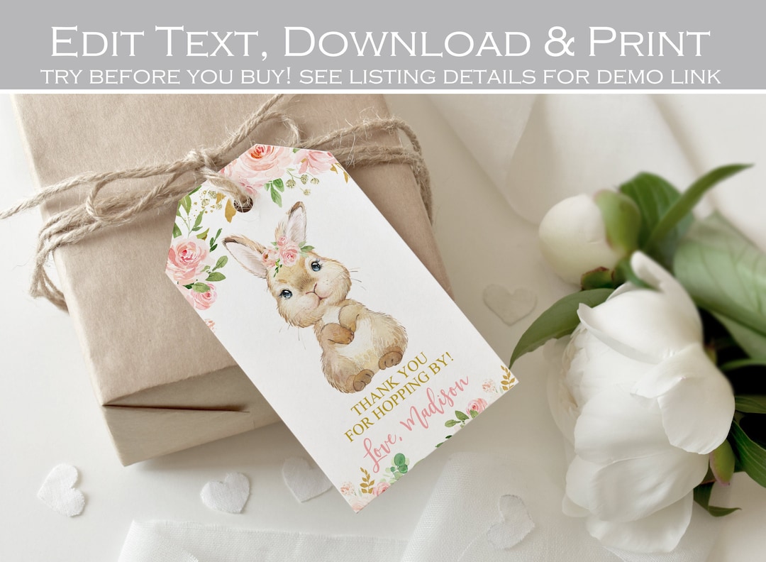 Bunny Thank You Tag, Some Bunny is One Party Favor Tags, Girl Bunny ...