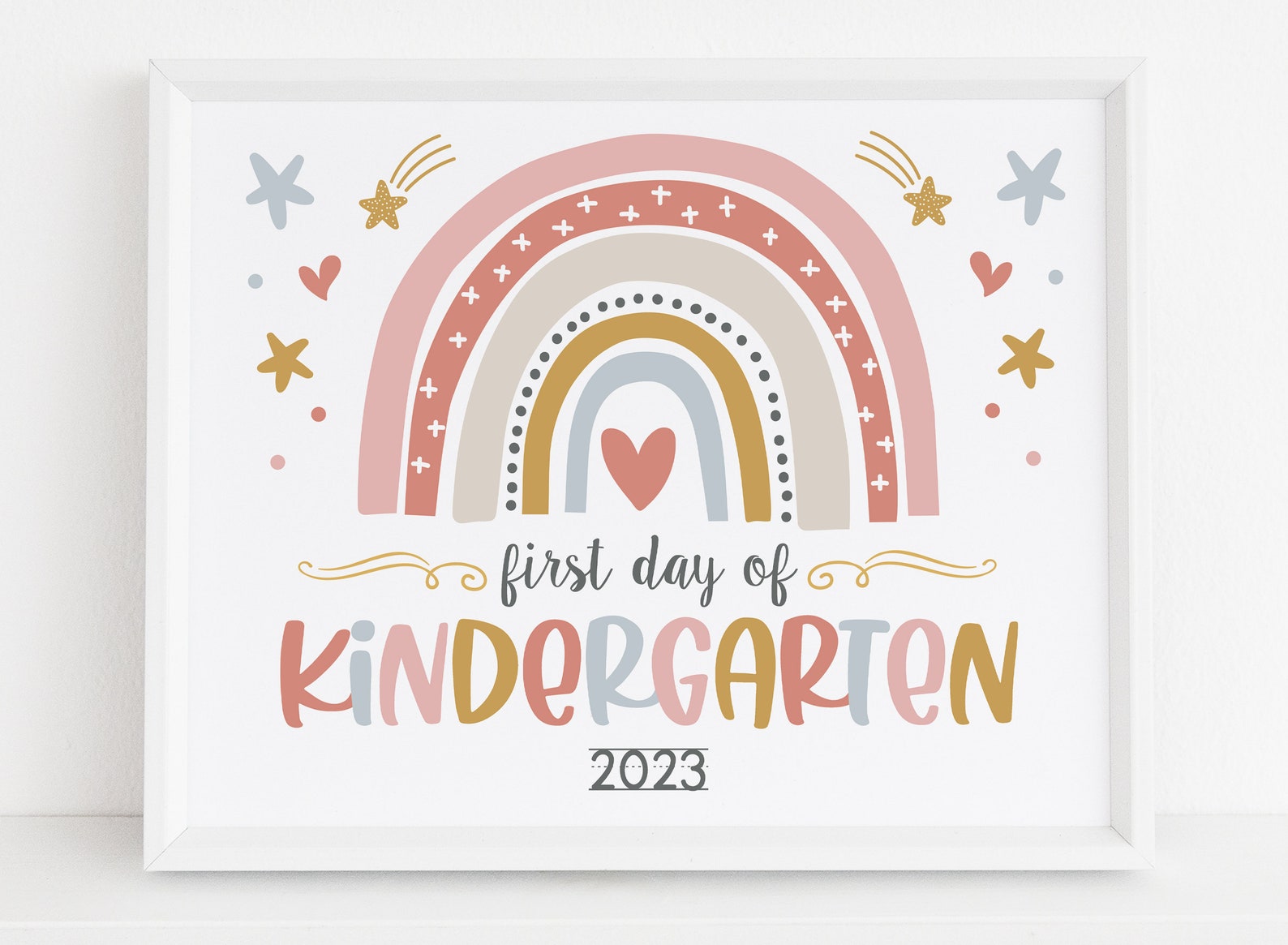 Boho Rainbow First Day of Kindergarten Sign Printable Girl - Etsy