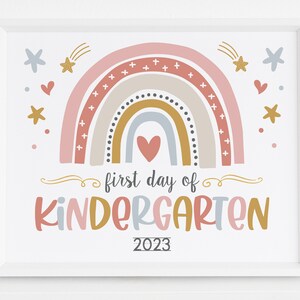 Boho Rainbow First Day of Kindergarten Sign Printable Girl - Etsy