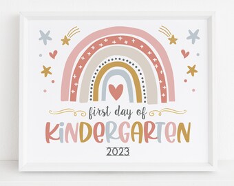 Boho Rainbow First Day of School Sign Printable Girl Back to - Etsy