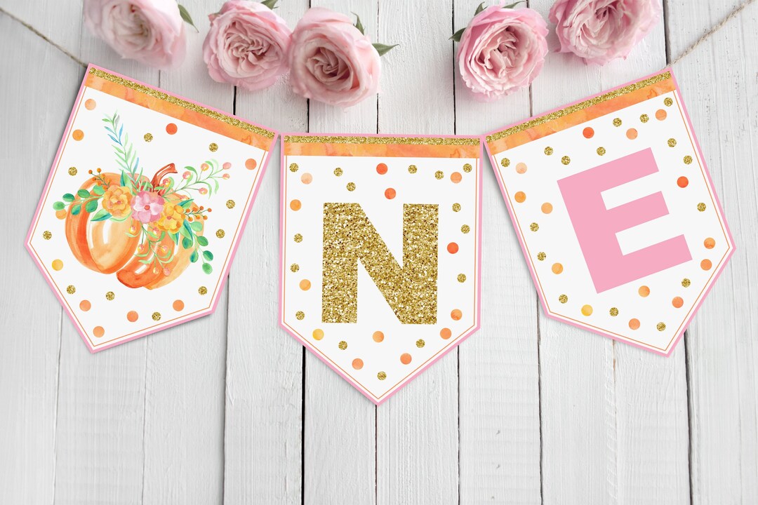 Pumpkin High Chair Banner Printable, Our Little Pumpkin is Turning One ...