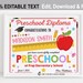EDITABLE Preschool Graduation Diploma Printable, Girl Personalized ...