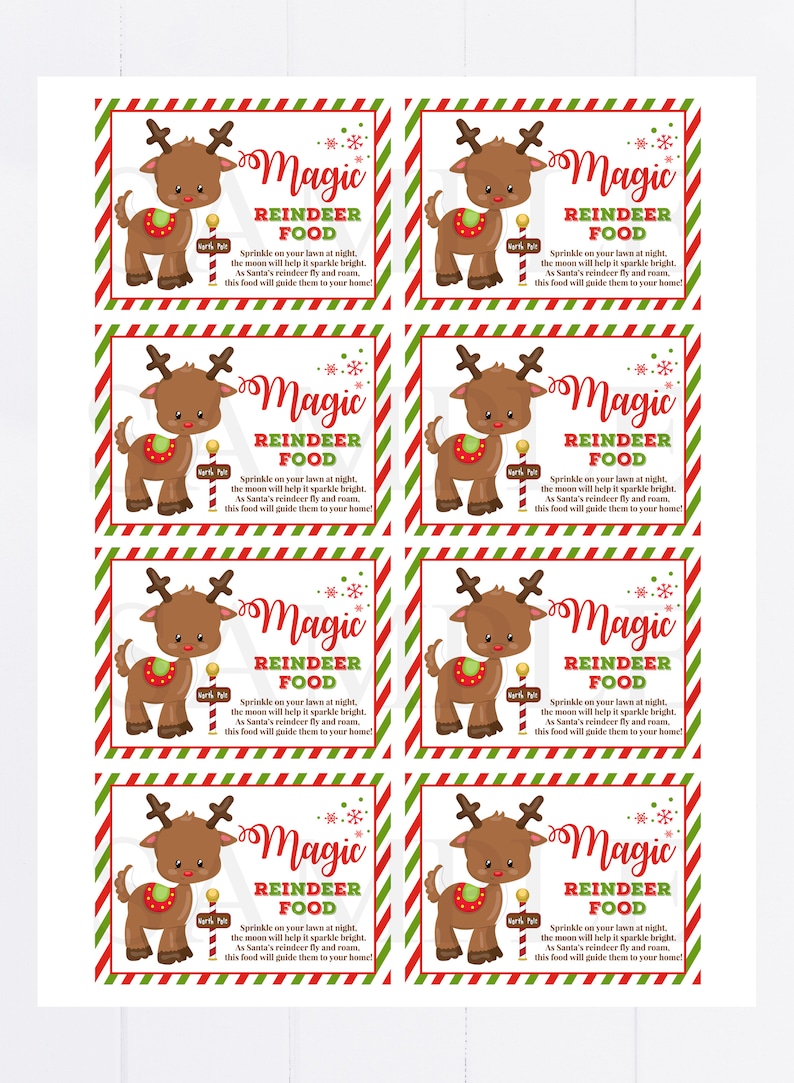 Magic Reindeer Food Tags Printable, Kids Christmas Tag, DIY Class ...