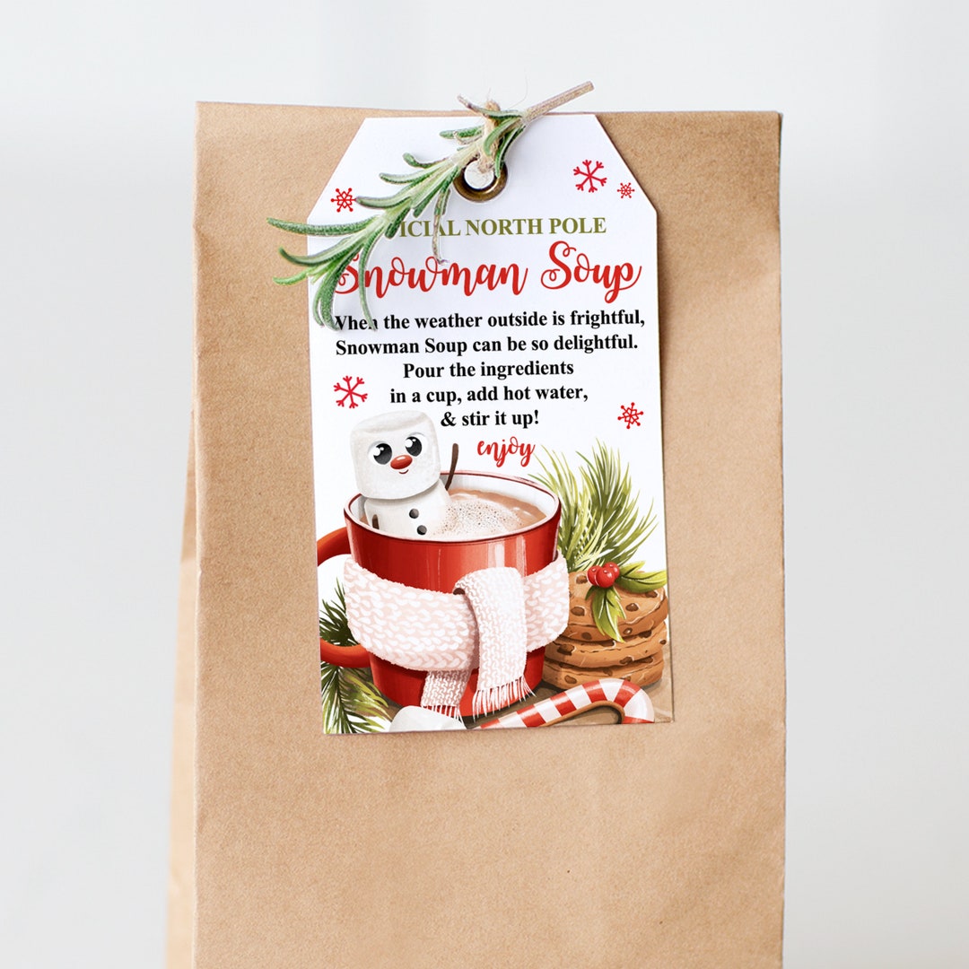Snowman Soup Tags Printable, Kids Christmas Tag, Classmate Secret Santa ...