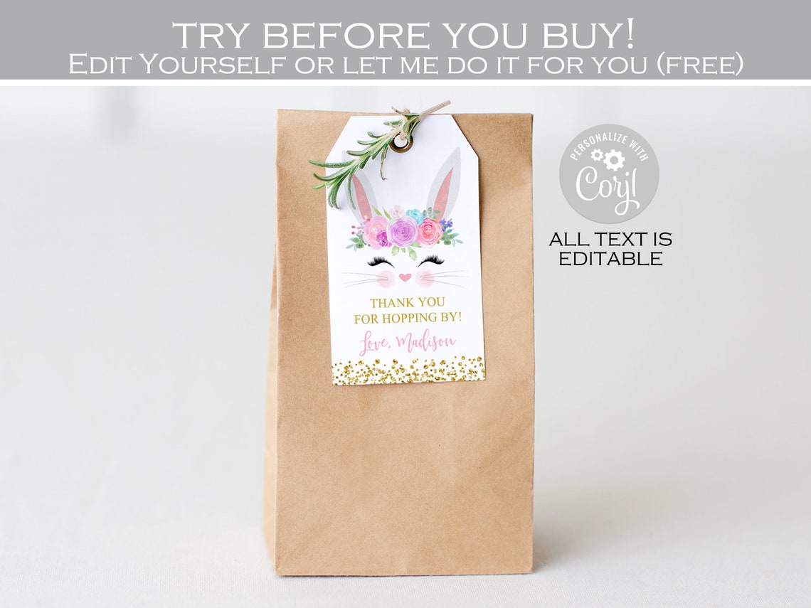 Thank You for Hopping by Sign Printable Pink and Gold 1st - Etsy