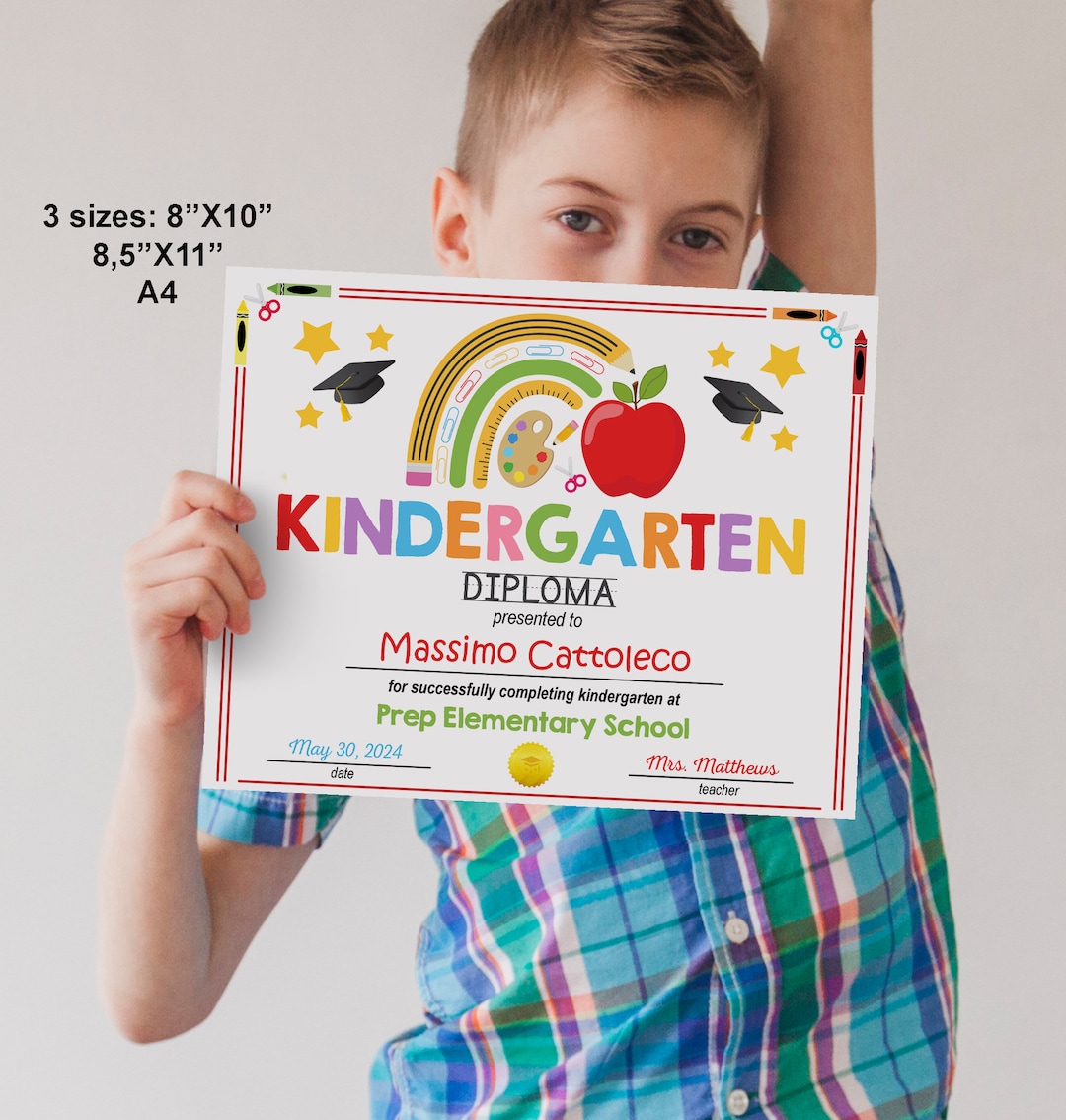 ANY GRADE Kids Editable Diploma, Preschool Sign, Kindergarten ...