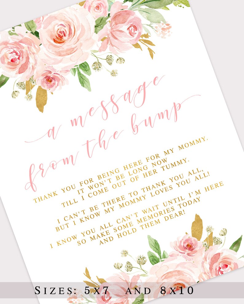 Message From the Bump Sign Printable Girl Baby Shower Game - Etsy