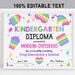 EDITABLE Girl Kindergarten Diploma Printable, Personalized Certificate ...