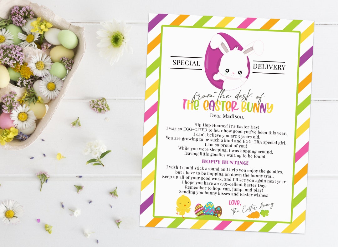 EDITABLE Letter From the Easter Bunny Printable, Personalized Easter ...