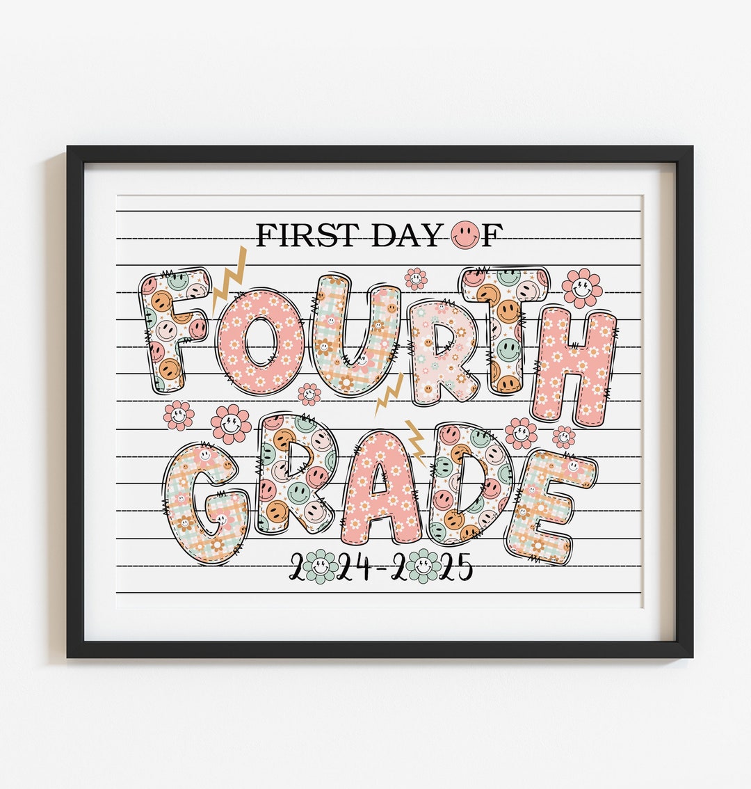 First Day of 4th Grade Sign Printable, Girl Back to School Photo Prop ...