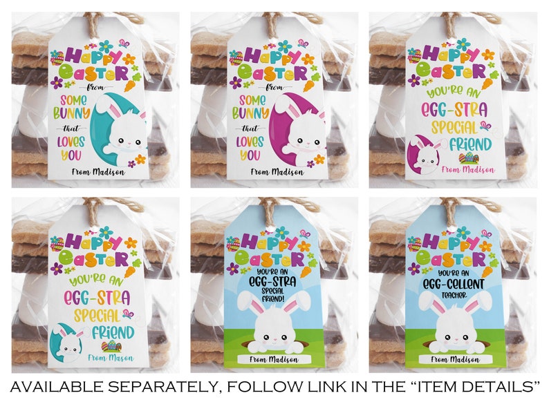 EDITABLE Easter Bunny Tag Printable Some Bunny Loves You - Etsy