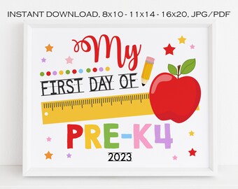 First Day of PRE-K4 Sign First Day of School Sign Chalkboard - Etsy