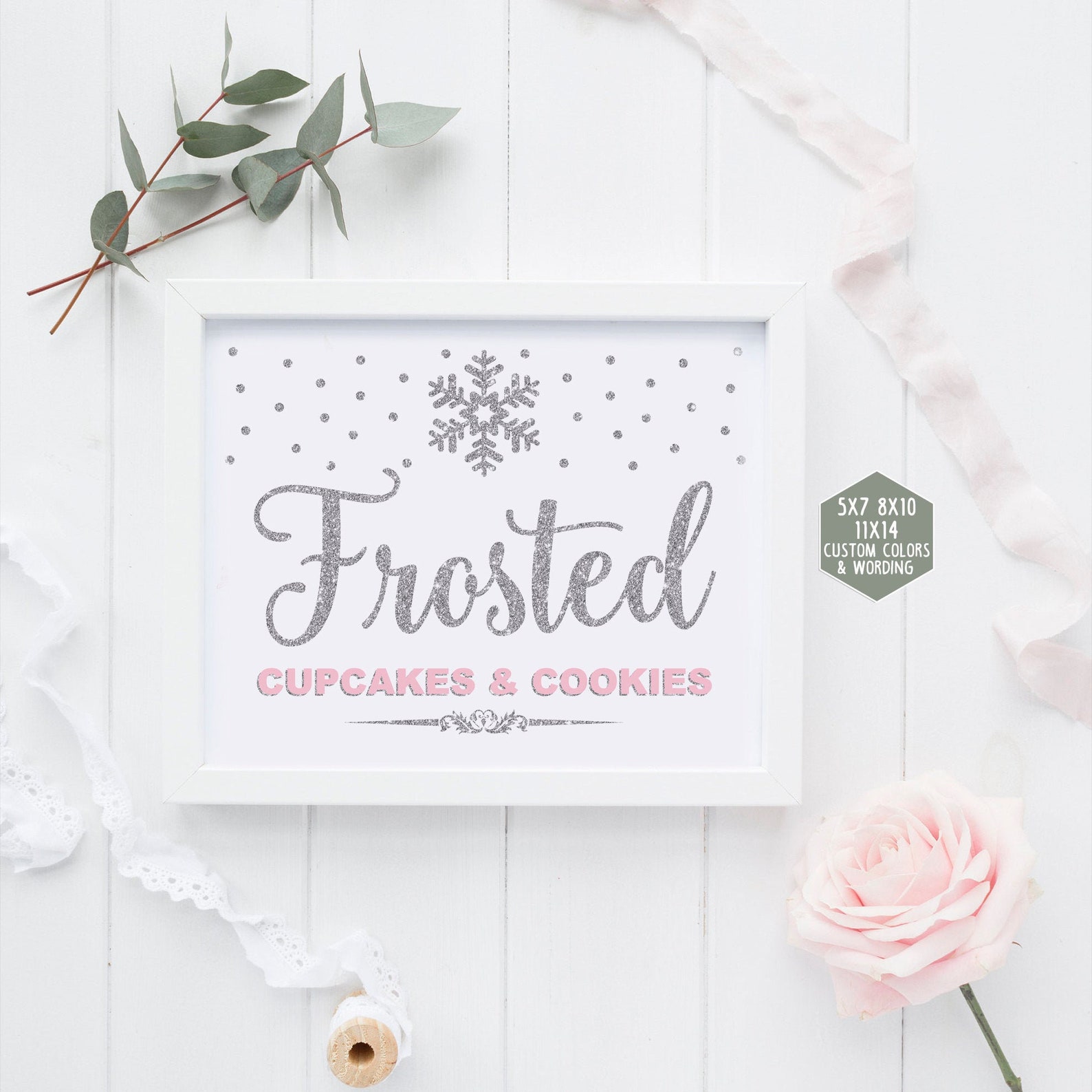 Frosted Cupcakes & Cookies Sign Printable Winter Onederland | Etsy