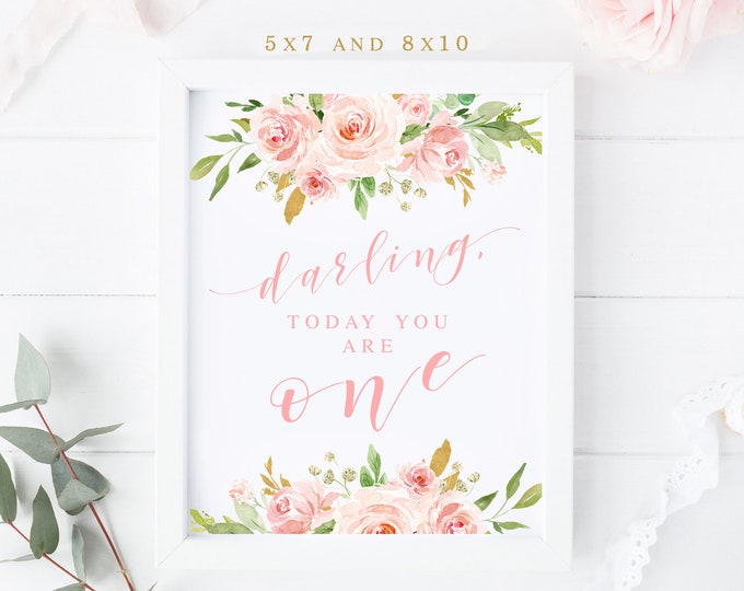 First Birthday Sign 1st Birthday Party Sign Flowers Pink and - Etsy