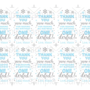 Winter Onederland Thank You Tags, Boy First Birthday Party Favors ...
