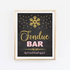 Fondue Bar Sign Printable Winter Onederland Decorations Pink - Etsy