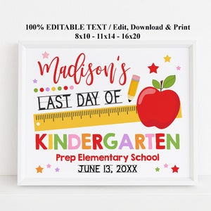 EDITABLE Last Day of School Printable Sign, Girl End of School Year ...
