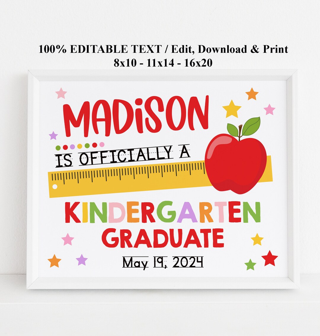 EDITABLE Kindergarten Graduation Diploma Printable, Girl Last Day of ...