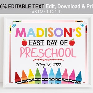 EDITABLE Last Day of School Printable Sign Girl End of - Etsy