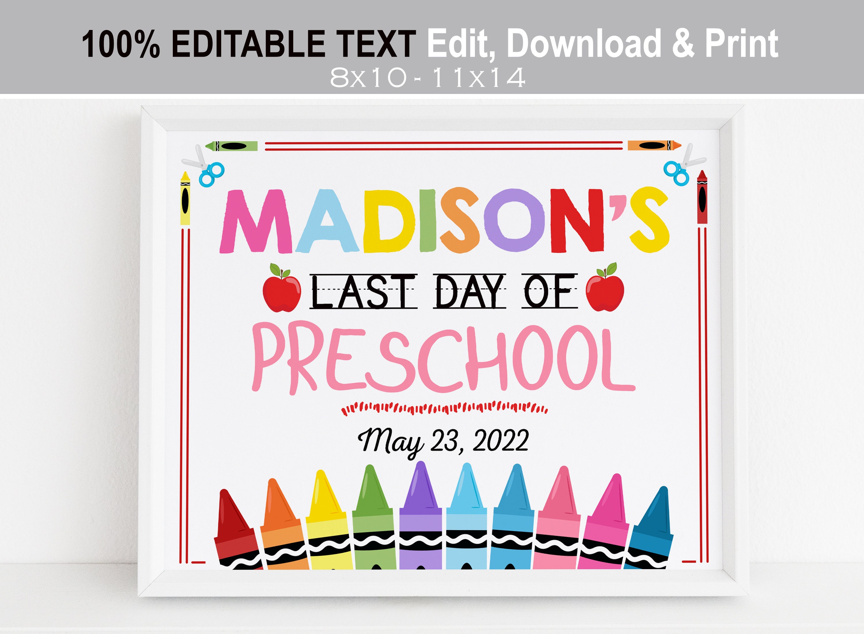 EDITABLE Last Day of School Printable Sign Girl End of - Etsy