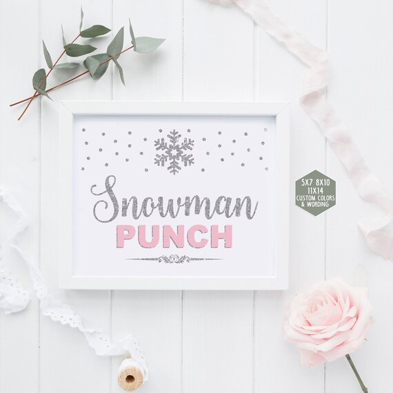 Snowman Punch Sign Printable Winter Onederland Decorations | Etsy
