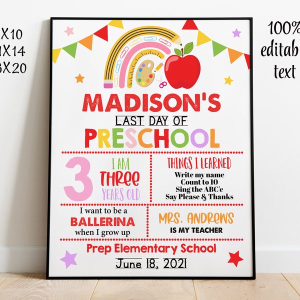 Last Day Preschool - Etsy