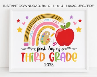 PRINTABLE First Day of Third Grade Sign Instant Download - Etsy