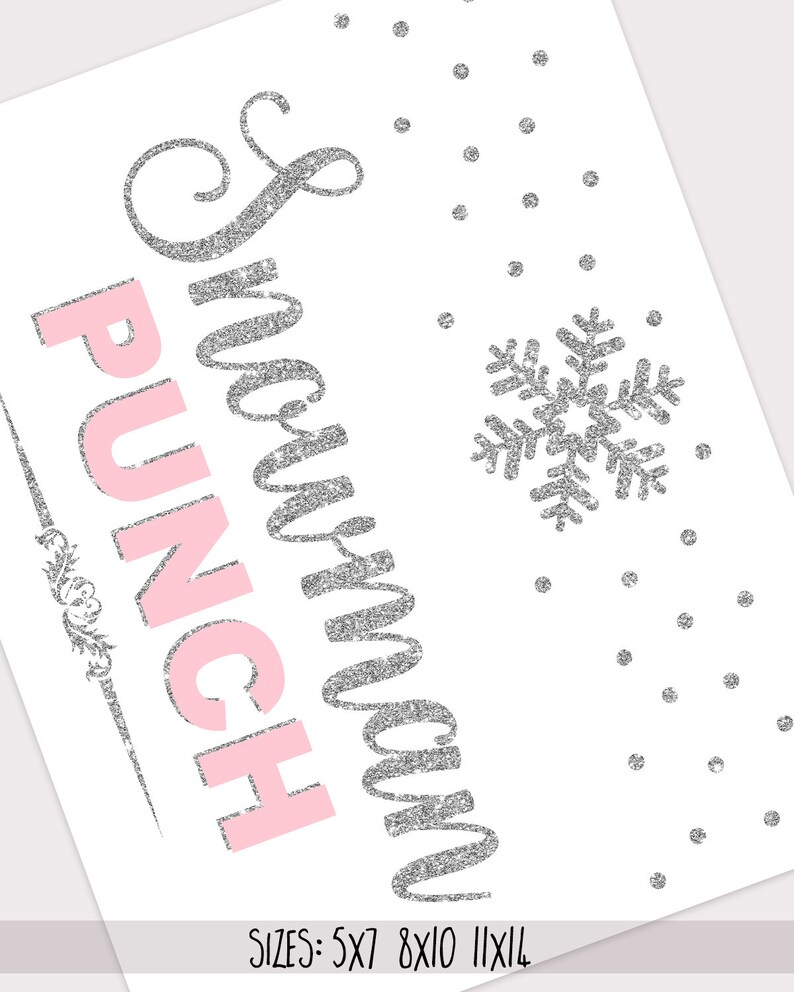 Snowman Punch Sign Printable, Winter Onederland Decorations, Pink and ...