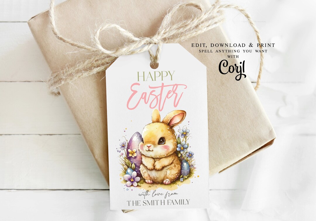 Easter Bunny Gift Tags Printable, Easter Basket Party Favors ...