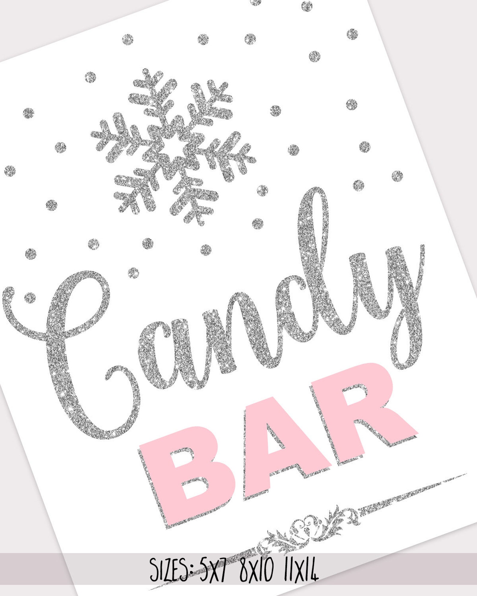 Candy Bar Sign Printable Winter Onederland Decorations Pink | Etsy